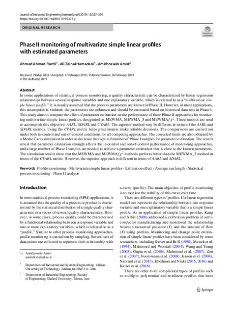 Pdf Phase Ii Monitoring Of Multivariate Simple Linear Profiles