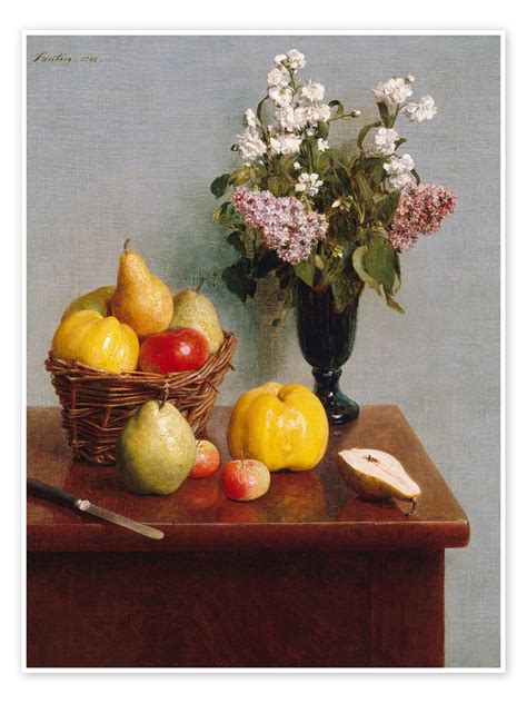 Nature Morte Avec Fleurs Et Fruits De Henri Fantin Latour En Poster Tableau Sur Toile Et Plus