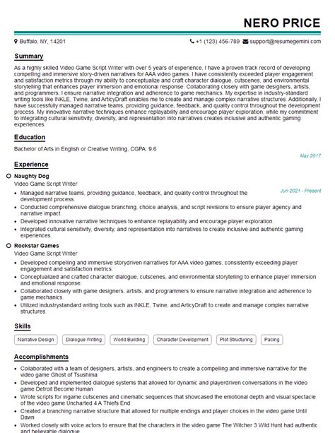 Top 10 Questions For Video Game Script Writer Interview Resumegemini Online Resume Builder