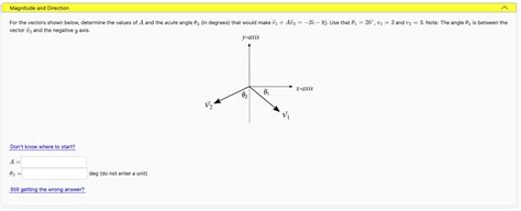 Solved For The Vectors Shown Below Determine The Values Of Chegg