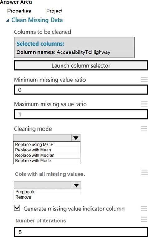 how should you configure the clean missing data module exam4training