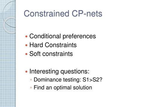 Ppt Cp Nets And Soft Constraints Powerpoint Presentation Free Download Id1109770