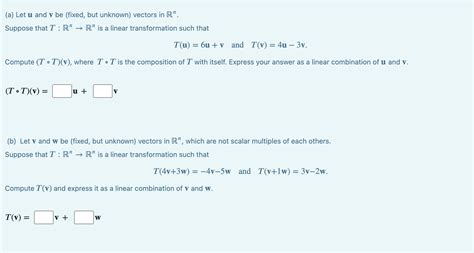 Solved A Let U And V Be Fixed But Unknown Vectors In Chegg
