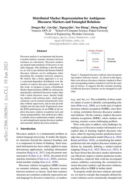 Distributed Marker Representation For Ambiguous Discourse Markers And