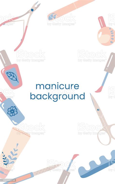 매니큐어 배너 만화 색상 벡터 테두리 디자인 배경 카드 포스터 프레임 흰색 배경에 격리된 그림입니다 네일 살롱 벽지 0명에 대한 스톡 벡터 아트 및 기타 이미지 Istock
