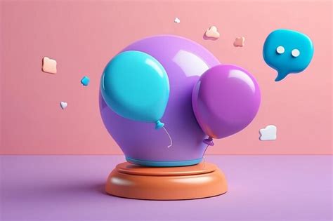 3d Notification Bell Icon With Chat Bubble Speech Floating Around On Pastel Background Premium