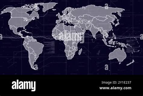 World Map With Hexagonal Patterns And Data Points Animation Technology