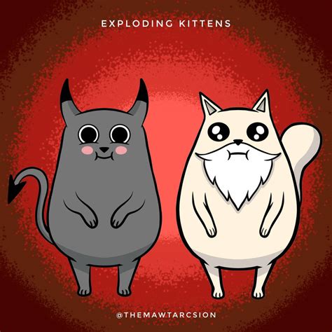 Exploding Kittens Godcat And Devilcat Chibi By Themawtarcsion On Deviantart