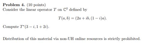 Solved Problem Points Consider The Linear Operator T Chegg