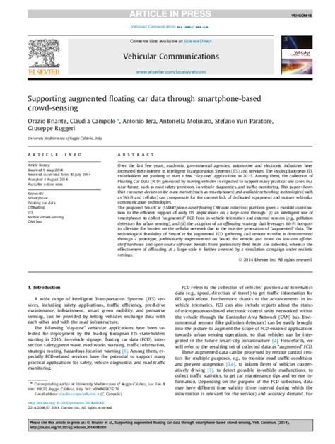 Pdf Supporting Augmented Floating Car Data Through Smartphone Based