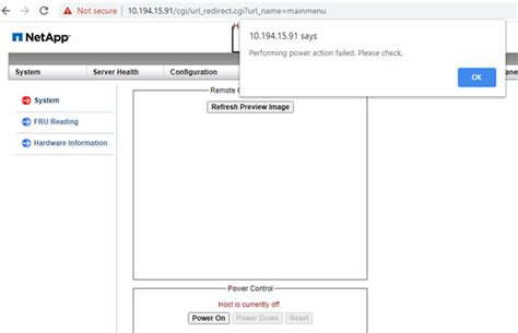 Unable To Power On Compute Nodes And View Bmc Gui Java Console After Rtfi Netapp Knowledge Base