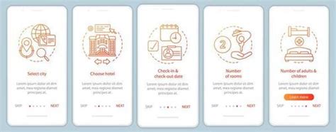 Hotel Booking Onboarding Mobile App Page Screen With Linear Concepts
