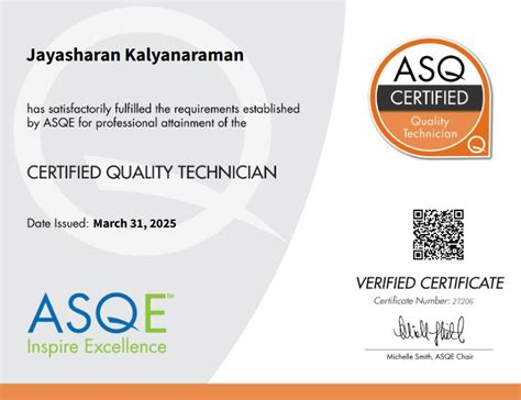 Asq Certifiedqualitytechnician Qualityassurance
