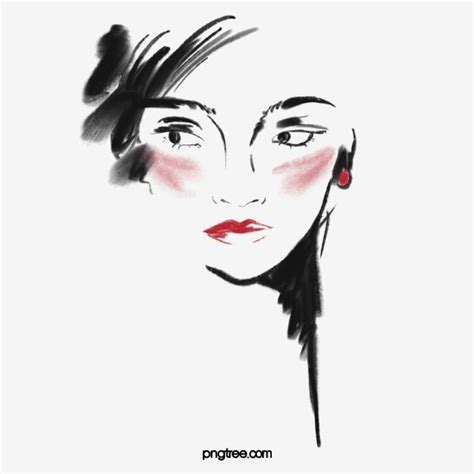 만화 손으로 그린 잉크 브러시 여자 일러스트 그림 수묵 장식하다 꽃 Png 일러스트 및 Psd 이미지 무료 다운로드 Pngtree Woman