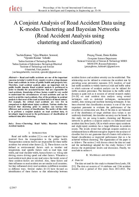 pdf a conjoint analysis of road accident data using k modes