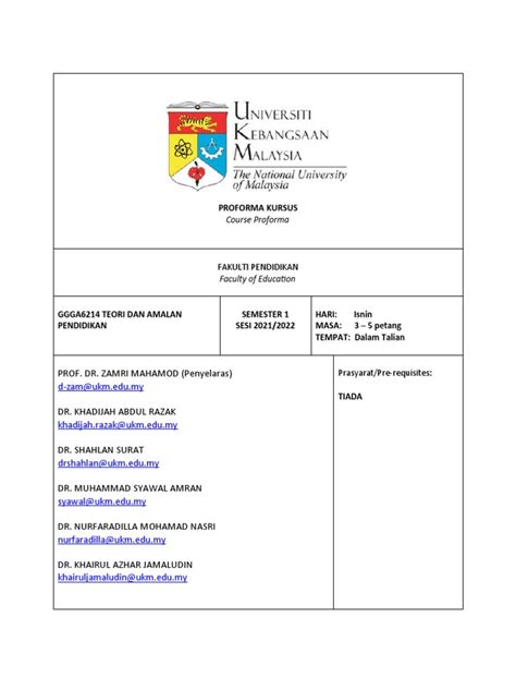 Proforma Ggga6214 Teori Dan Amalan Pendidikan Sem 1 Sesi 2021 2022