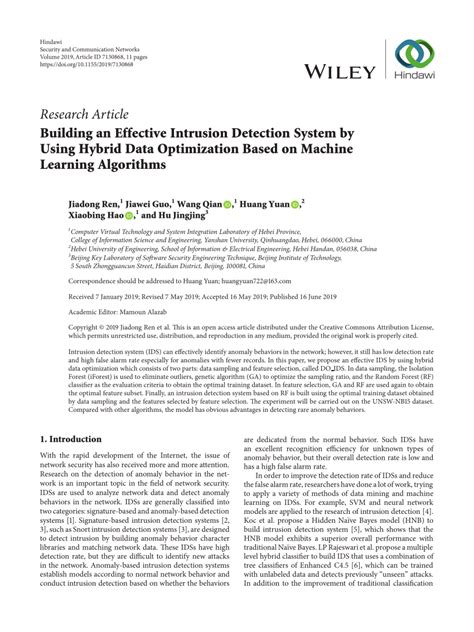 Pdf Building An Effective Intrusion Detection System By Using Hybrid