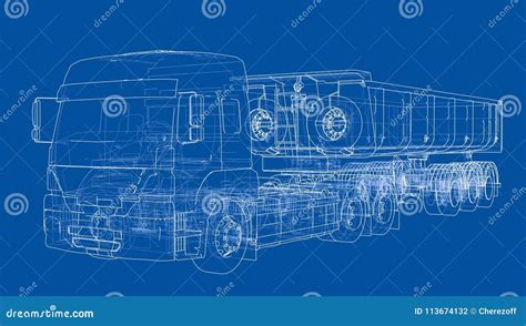 European Truck Outlined Stock Illustration Illustration Of Shipping