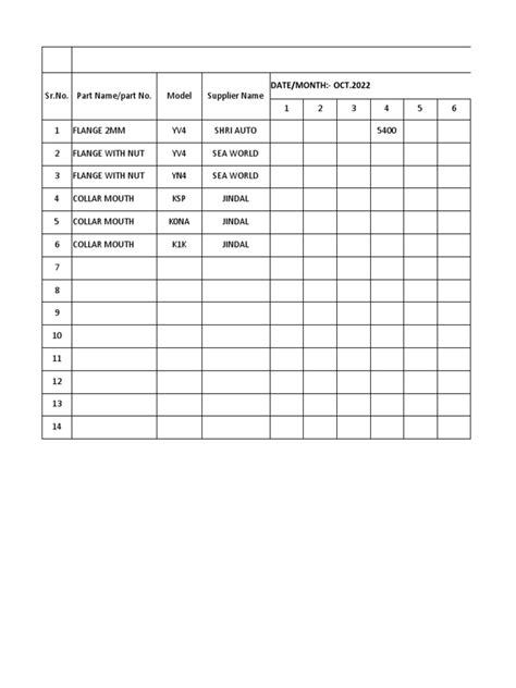 Daily Supplier Monitoring Sheet Pdf