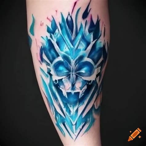 Tattoo Arm Blue Black White Strings Abstract Depression On Craiyon
