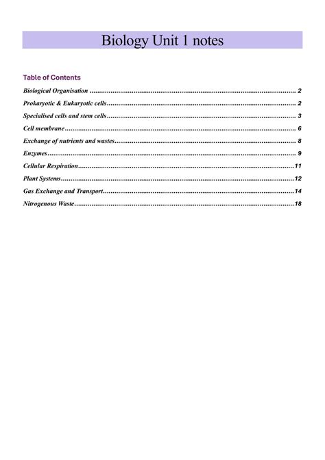 biology unit 1 notes biology year 11 qce thinkswap