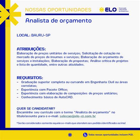 Nova Vaga Na Elo Elo Infraestrutura