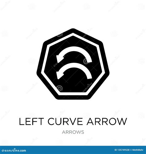 Left Curve Arrow Icon In Trendy Design Style Left Curve Arrow Icon Isolated On White Background