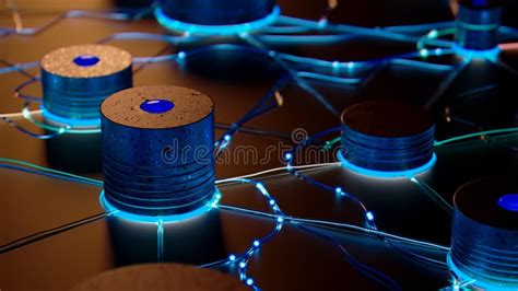 Luminous Network Abstract Digital Nodes On A Dark Background Stock Image Image Of Surface
