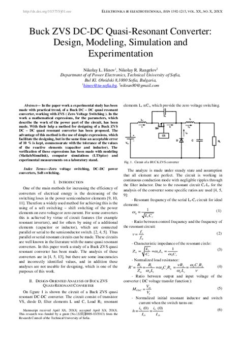 Pdf Buck Zvs Dc Dc Quasi Resonant Converter Design Modeling