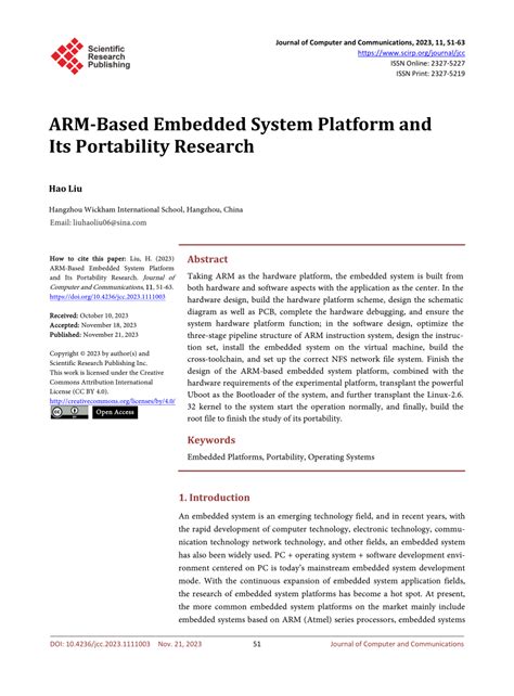 pdf arm based embedded system platform and its portability research