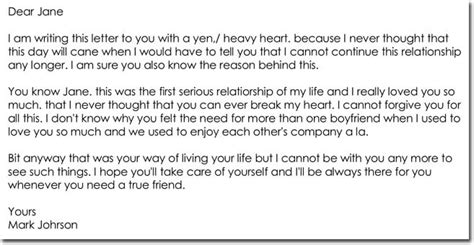 Break Up Letter Templates Samples For Babefriend Girlfriend Friend