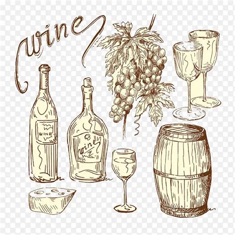 手绘葡萄酒红酒主题素描图案PNG图片素材下载 图片编号qovwwmny 免抠素材网