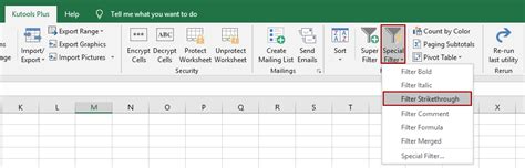 Quickly Filter Cells With Strikethrough In A Specific Column With One Click