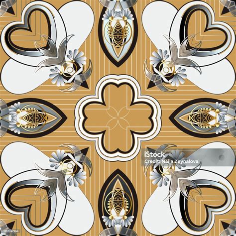 플로럴 매끄러운 패턴 벡터 장식 줄무늬 배경 인종 스타일 장식 배경을 반복합니다 추상 카모마일 꽃 기하학적 모양 선 줄무늬 그리스 키 구불 한 현대 장식 0명에 대한 스톡