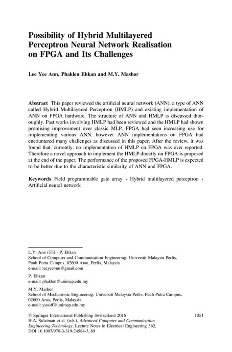 Pdf Possibility Of Hybrid Multilayered Perceptron Neural Network Realisation On Fpga And Its