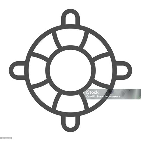 라이프 부표 라인 아이콘 워터 파크 개념 흰색 배경에 풍선 생명 의 보호기 기호 모바일 개념 및 웹 디자인을위한 개요 스타일의 Life Buoy 아이콘 벡터 그래픽 검은색에