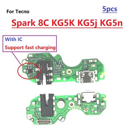 ใหม บอรดชารจ USB แจคเสยบหฟง ไมโครโฟน สายเคเบลออน สาหรบ Tecno Spark 8C KG5k KG5j KG5n