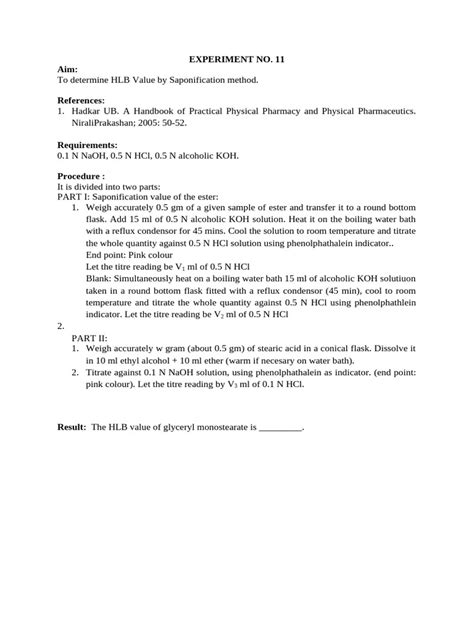 Determination Of Hlb Value Using Sponification Method Pdf Cooking Food And Wine Wellness