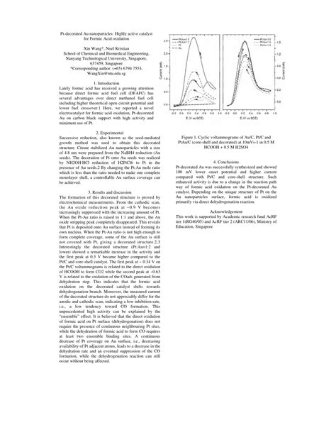 Pdf Pt Decorated Au Nanoparticles Highly Active Catalyst For Formic Acid Oxidation