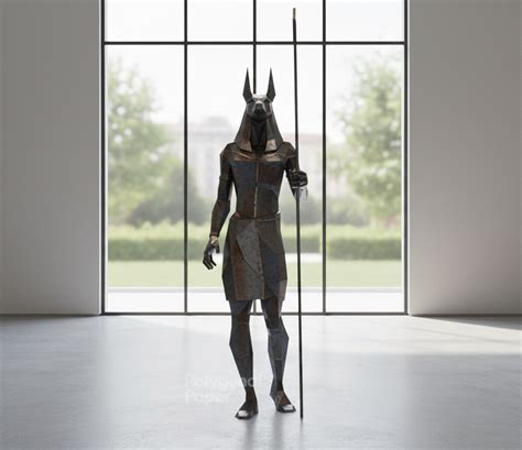 Kovová Socha Anubis Polygonální Design Kovovesochycz