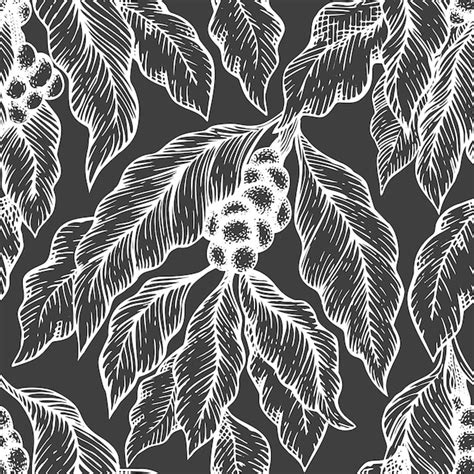 Premium Vector Coffee Tree Branch Seamless Pattern