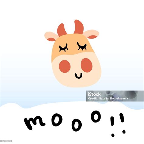벡터 일러스트 우유와 평면 만화 암소 손으로 그린 Moo 글자 패키지 포스터 라벨 디자인 배너 전단지 등에 적용 가능 낙서