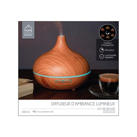 Diffuseur Dambiance Lumineux Led 300ml Marron