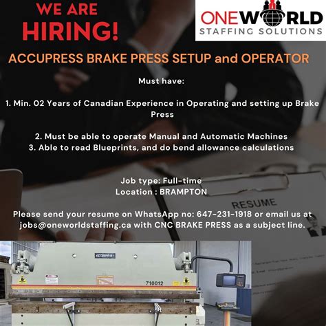 asif saigal on linkedin we re hiring cnc brake press operator