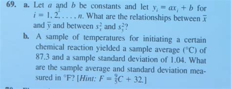 Answered 69 A Let A And B Be Constants And Let Y Ax B For I 1 2 N What Are The