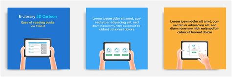 3d 만화 스타일 소셜 미디어 유익한 교육 및 학습 팁 포스트 배너 템플릿 레이아웃 디자인 모바일 전자 라이브러리 앱 개념 대여 임대책 3차원 형태에 대한 스톡 벡터 아트