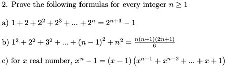 Solved 2 Prove The Following Formulas For Every Integer N≥1