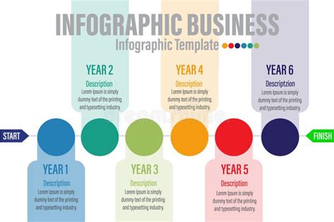 6 Steps Modern Timeline Diagram Calendar With Yearly Rectangle Title Presentation Vector