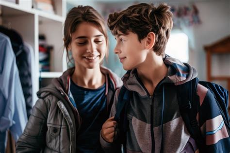 Brother And Sister Ready For A New School Day Premium Ai Generated Image