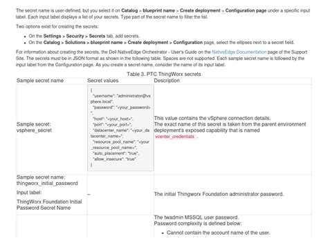 Create Secrets For Ptc Thingworx Dell Nativeedge Blueprint For Ptc Deployment Guide Dell